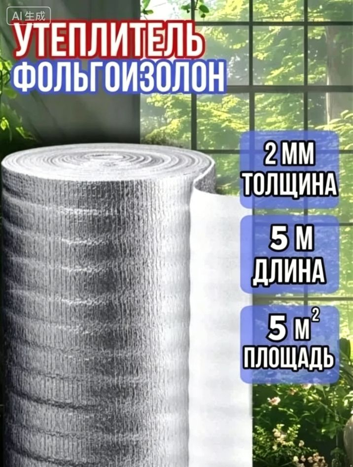 Утеплитель фольгированный 2 мм х 50cm х 5 м
