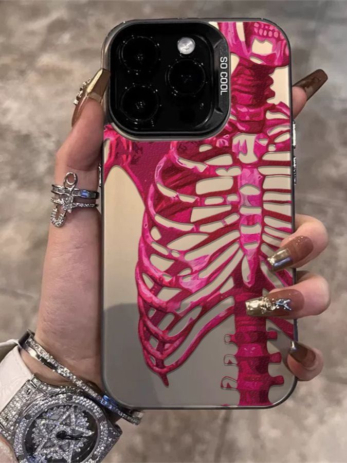 Чехол на Айфон 11 / iPhone 11 чёрный Розово-золотой узор реберной