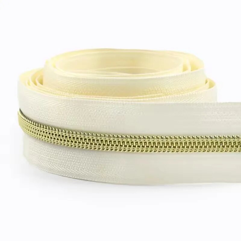Meetee 5# Нейлоновые молнии на рулоне 2/5/10/20 м Светло-желтый, ZA030-80-Gold, 20Meters