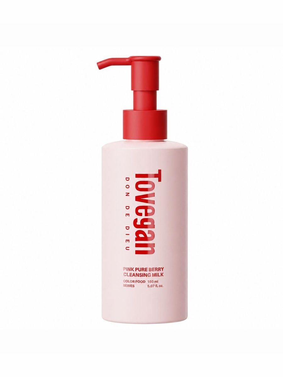 Очищающее молочко с ягодными экстрактами TOVEGAN Pink Pure Berry Cleansing Milk, 150 мл.