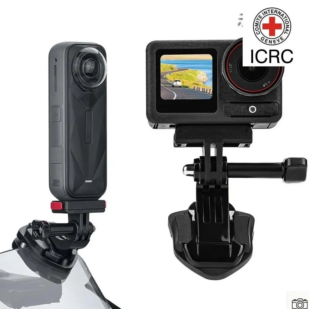 Крепление для экшн-камеры на ветровое стекло мотоцикла Insta360 X5, GoPro, DJI Action 5 Pro - Алюминиевый держатель