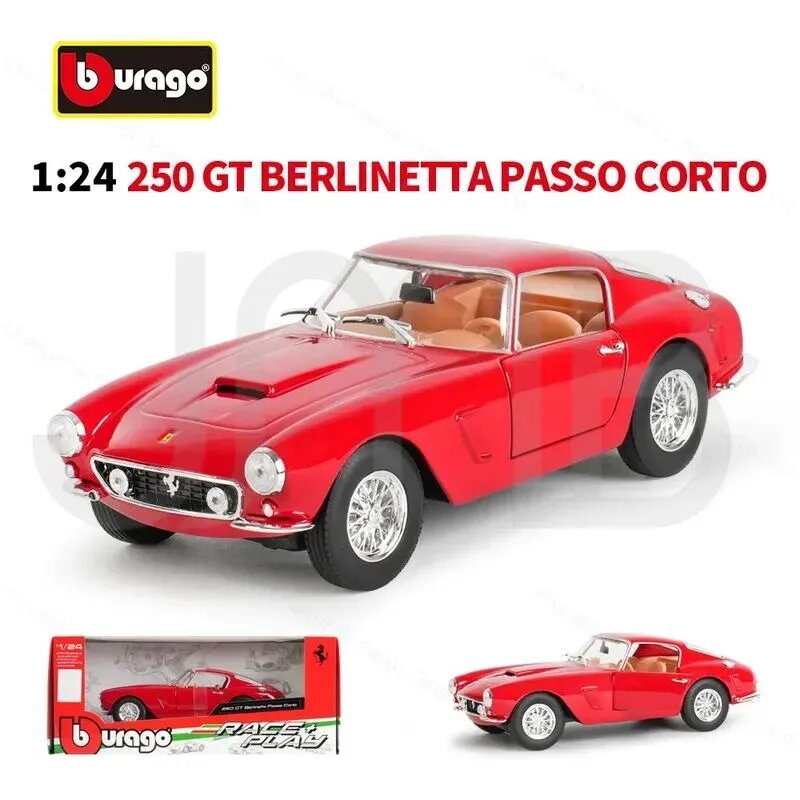 Bburago1:24 Коллекционная модель спортивного автомобиля 250 GT Berlinetta Passo Corto, отлитая под давлением