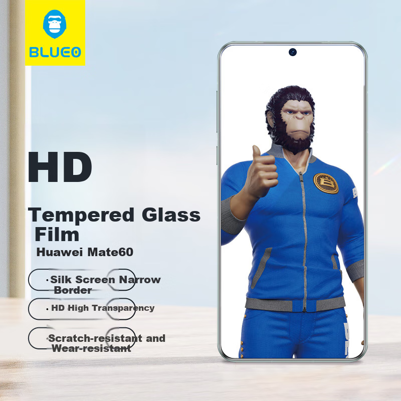 BLUEO Стеклянный защитный экран для Huawei Mate60 - HD ультратонкий антиотпечатковый ударопрочный чехол Цвет：Huawei