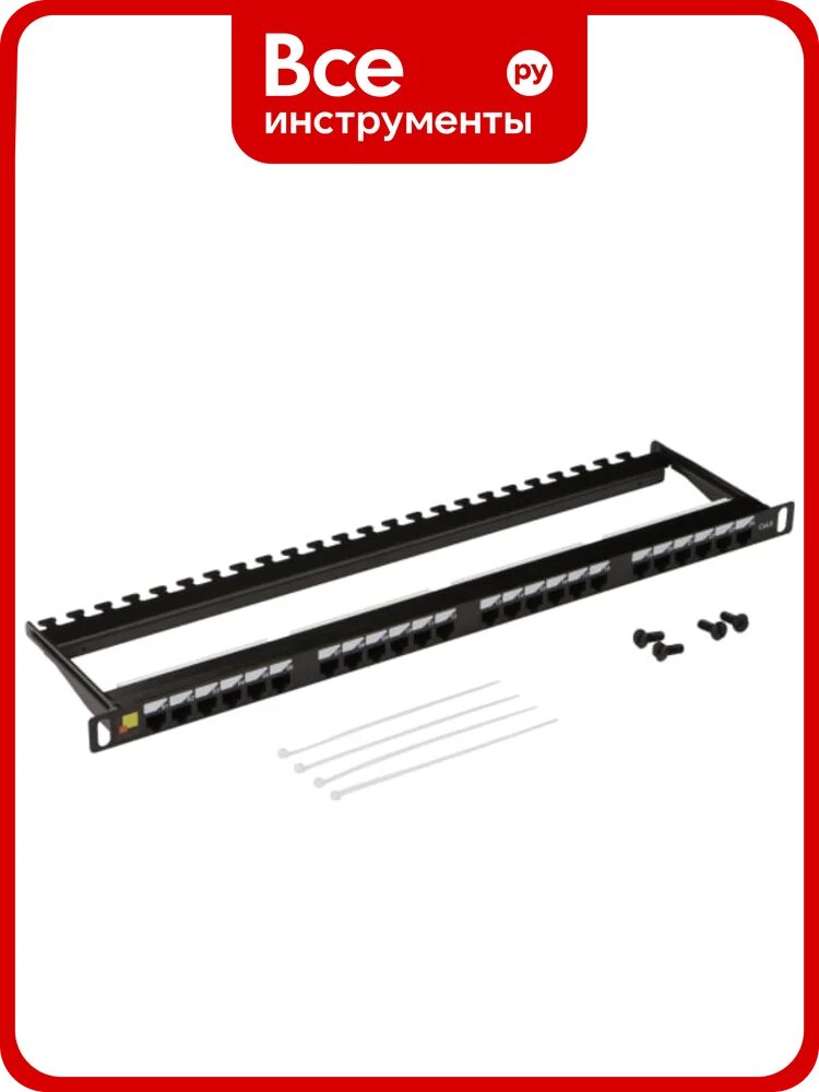 Патч-панель LANMASTER UTP, 19, 24 порта RJ-45, категория 6, 0.5U, компактная, LAN-PPC24U6