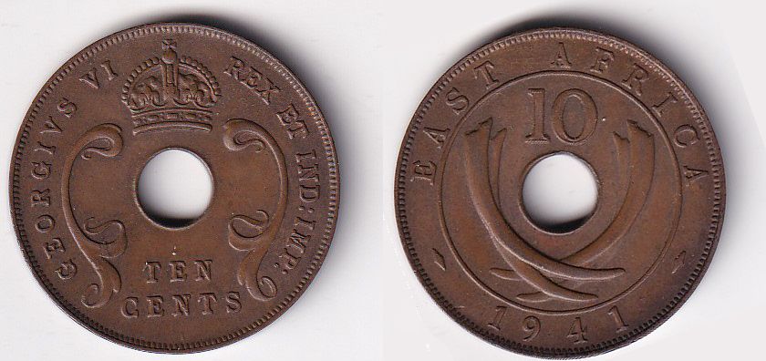 Восточная Африка 10 центов 1941 год