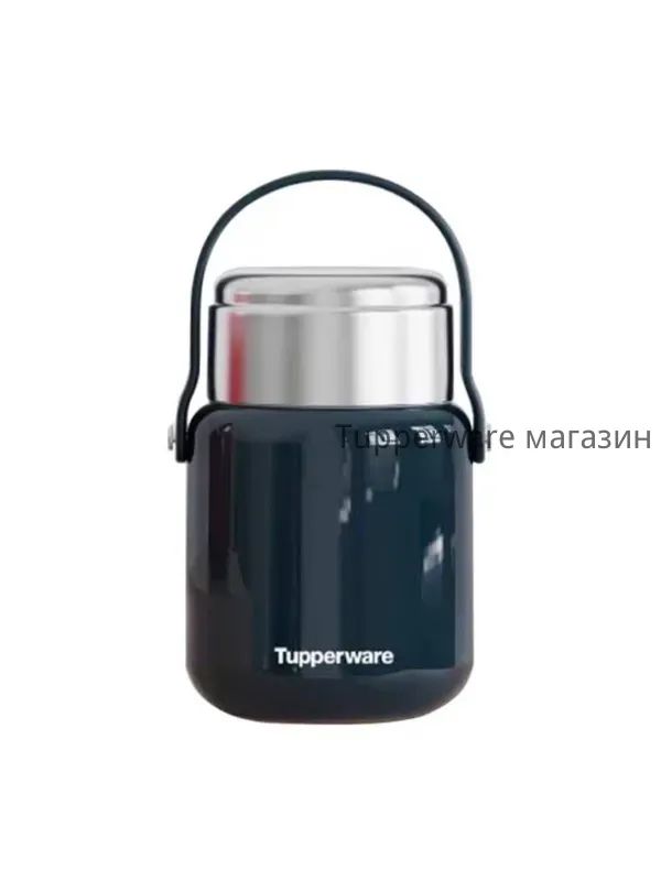 Tupperware Термос 1 л, холод 6 ч, тепло 6 ч, для еды, вакуумный, кнопка-клапан, черный