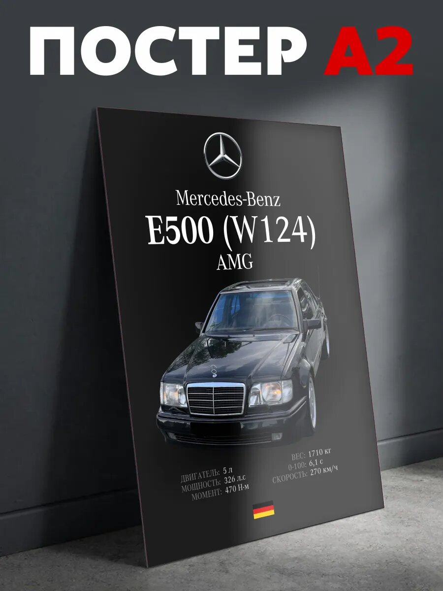 Постер на стену Mercedes-Benz E500 W124 AMG плакат А2