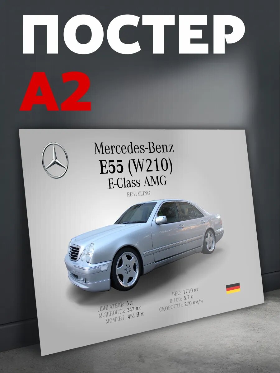 Постер на стену Mercedes-Benz E55 E-Class AMG плакат А2