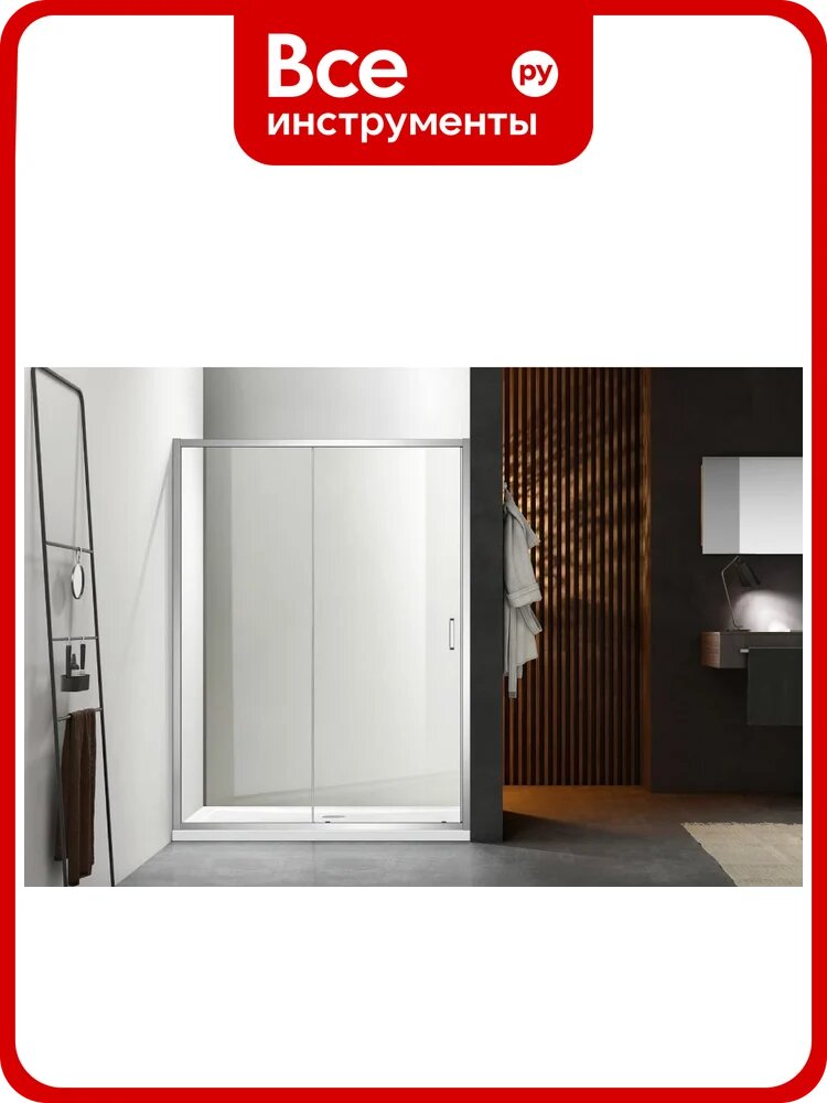 Душевая дверь Aquatek AQ NAA 6121-120 двухэлементная, раздвижная, 1200x2000 мм, профиль хром, прозрачное стекло 00000124168