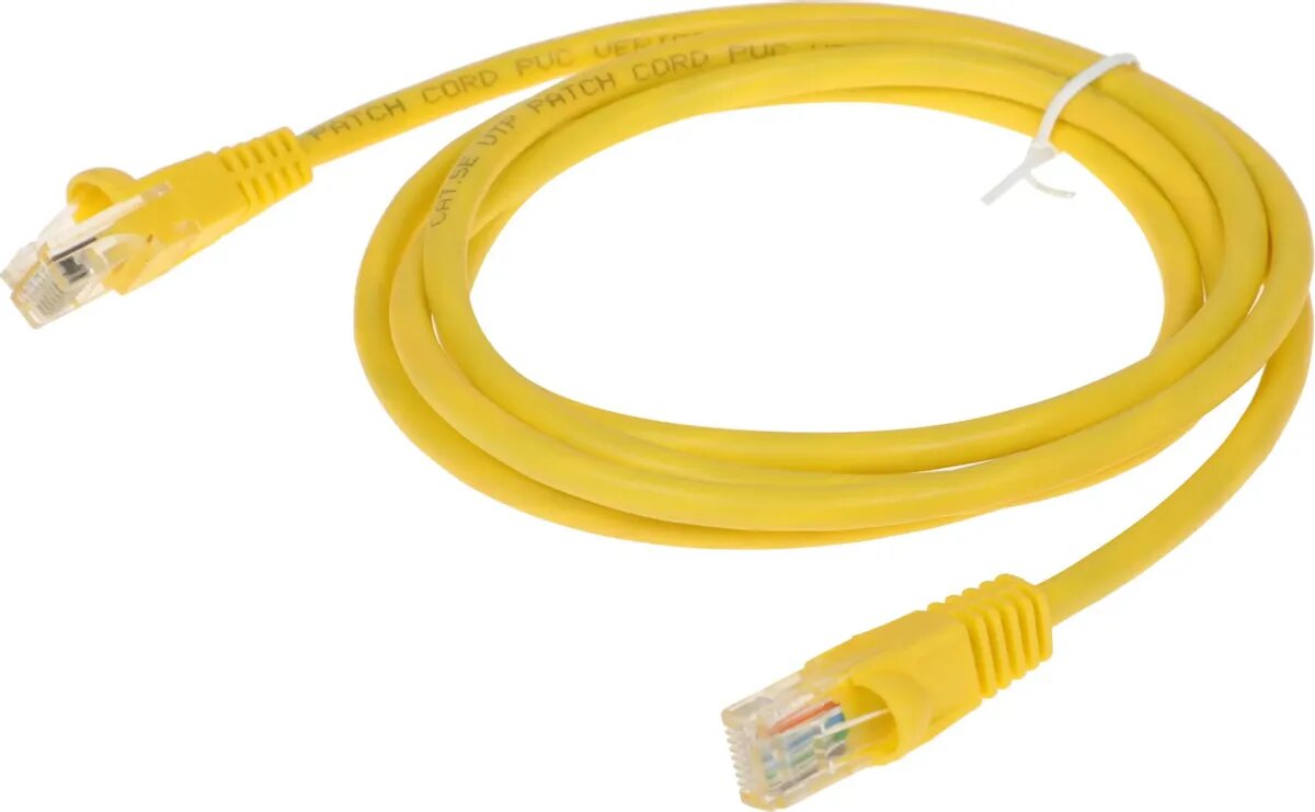 Патч-корд Buro UTP-5E-1,5M-Y литой (molded), UTP, кат.5E, 1.5м, 4 пары, 26AWG, алюминий омедненный, многожильный, желтый