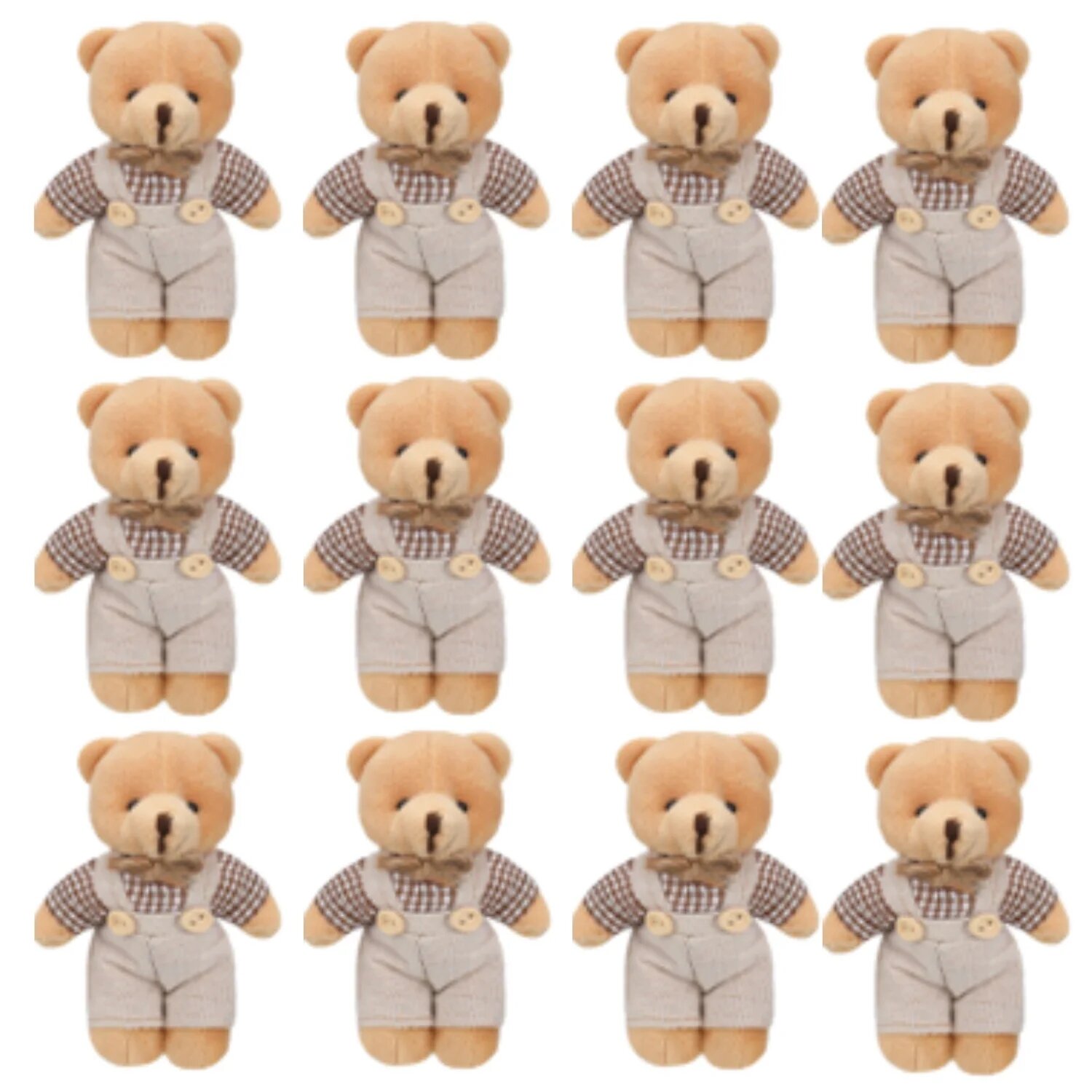 Мини медведи плюшевые, 10 см, Brown Male, 48pieces