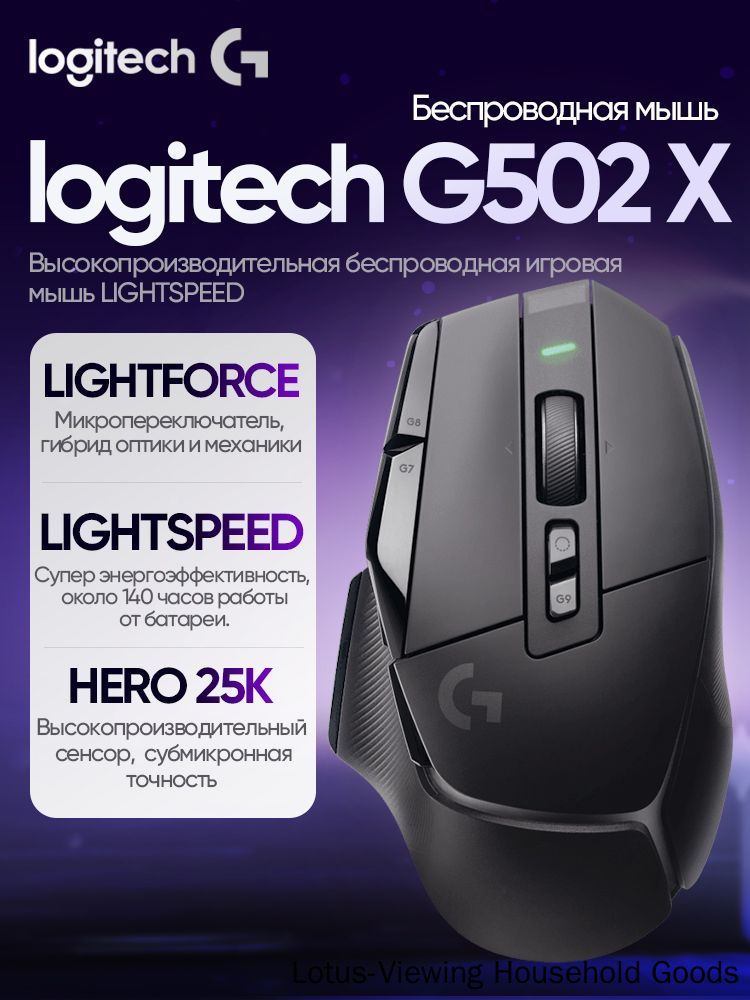 Игровая мышь беспроводная logitech G502 X, черно-серый