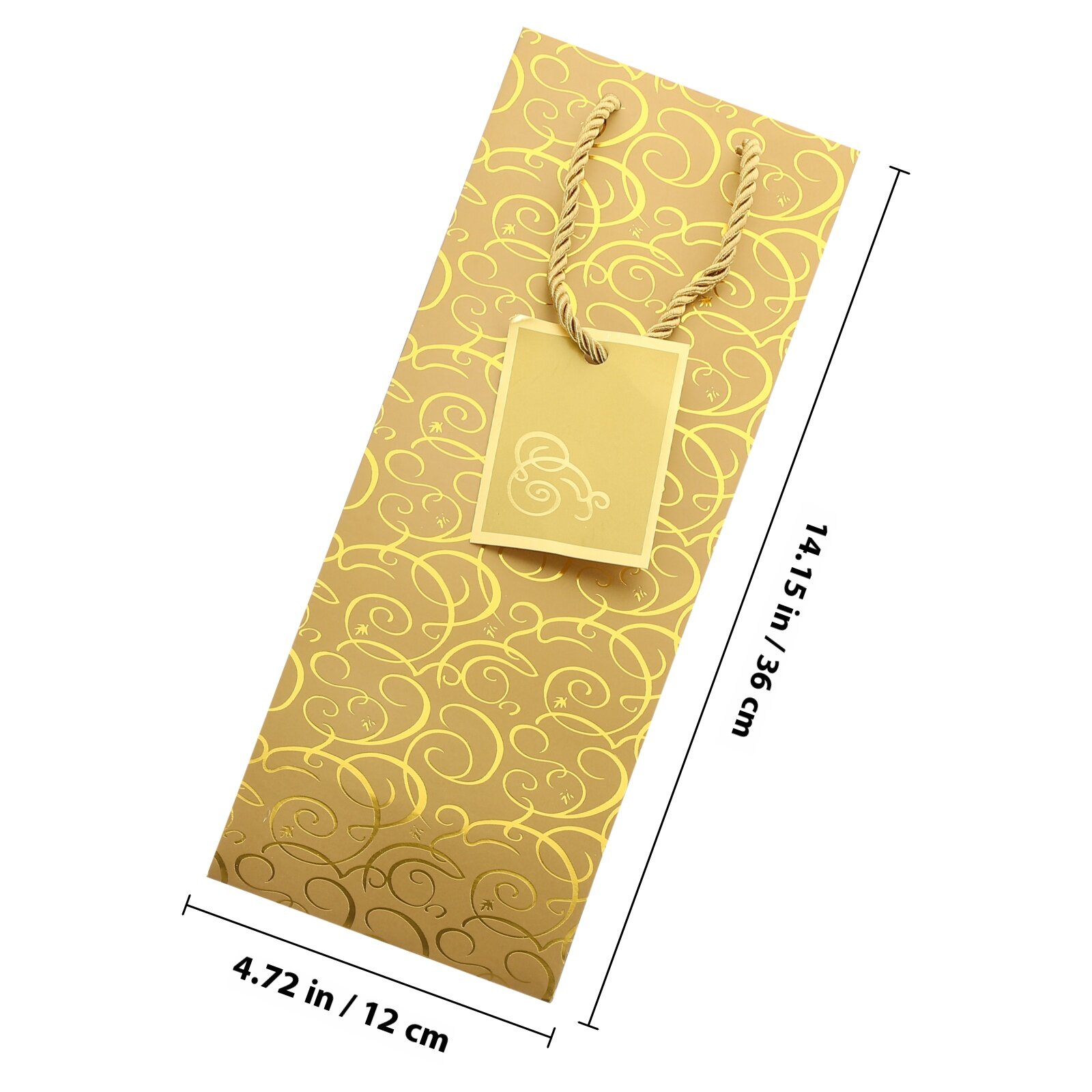 12 Штук Бумажный Подарочный Мешок Для Вина С Удобной Ручкой Золотой 36X12cm Идеален Для Праздников