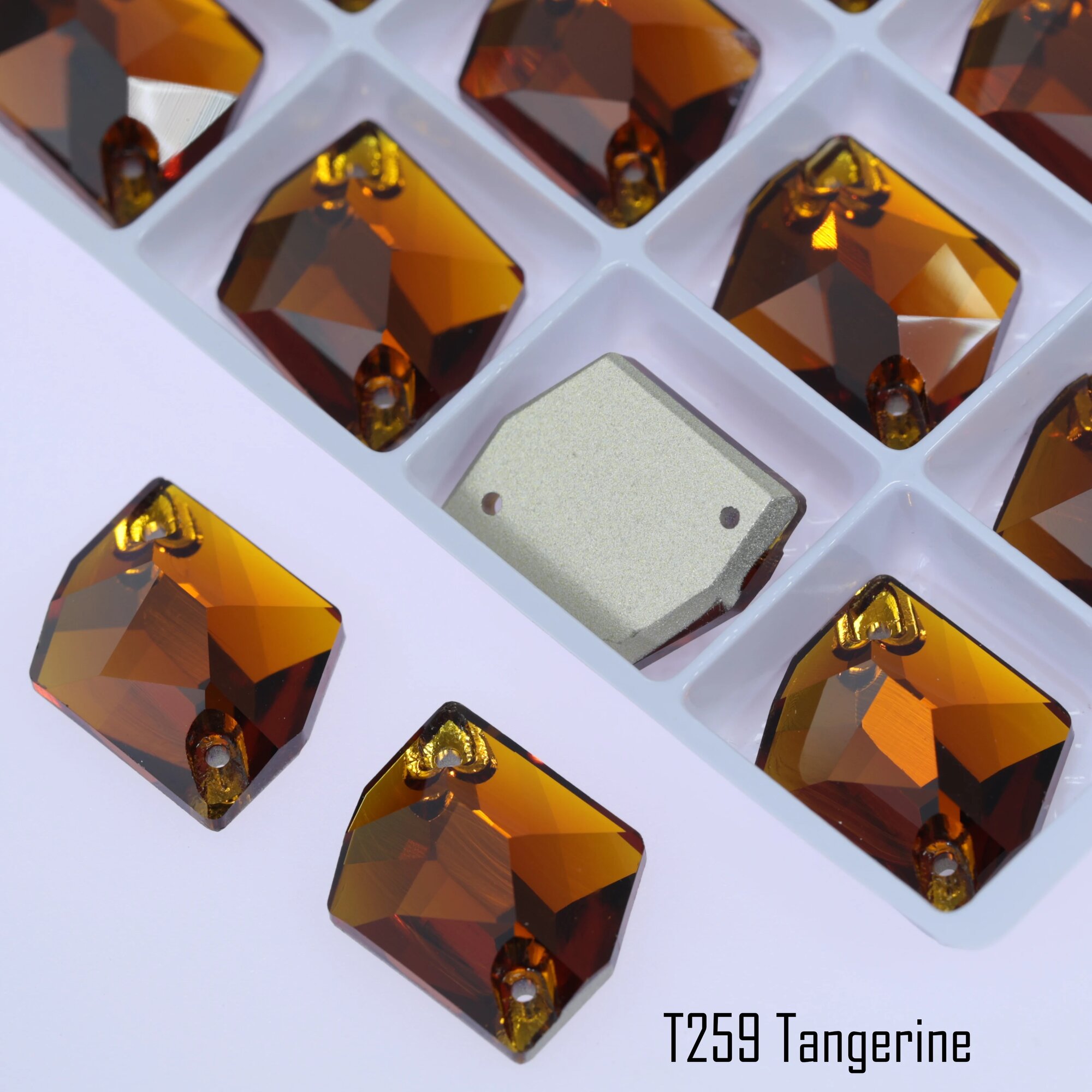Стеклянные стразы Cosmic Sew-on Stone Оранжевый, 15Pcs 17mm21mm, T259 Tangerine
