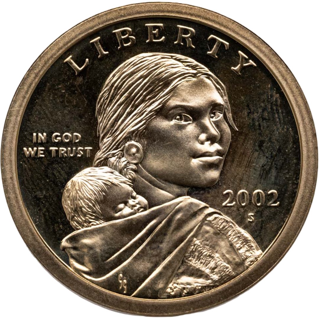 США 1 доллар dollar 2002 D Sacagawea dollar Сакагавея доллар - парящий орёл знак монетного двора "S" - Сан-Франциско, Медь, в сохранности Proof