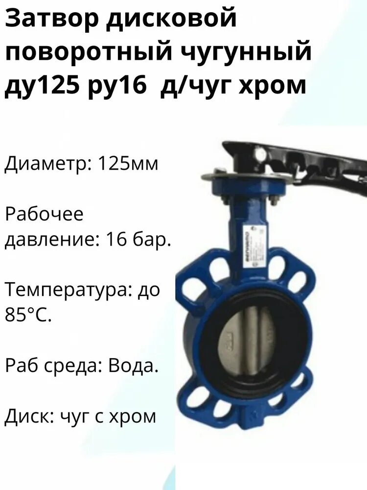 Затвор дисковой поворотный чугунный Ду125 Ру16
