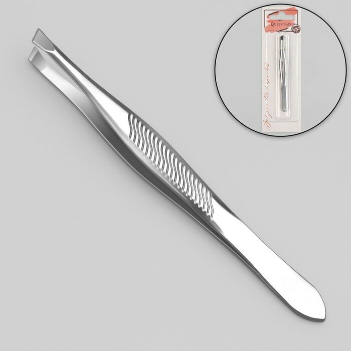 "Узкий скошенный пинцет" - 9 сантиметров, серебристый цвет