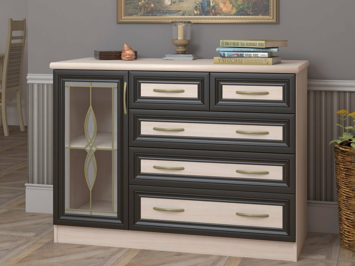 Комод Версаль-5 Дуб Молочный для одежды 120*90*50