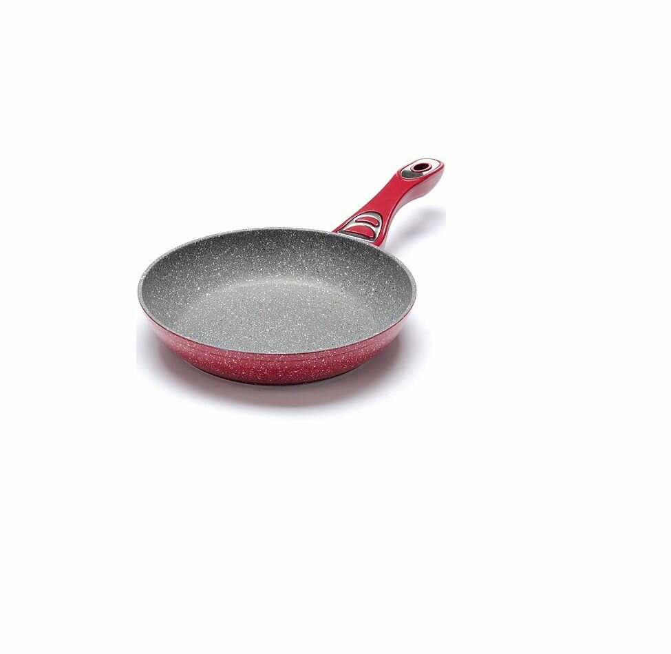 Сковорода с мраморной крошкой без крышки 24 см, красная