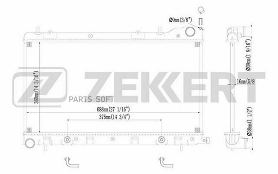 ZEKKERT MK-1178 Радиатор охлаждения двигателя Subaru Forester (SG) 02- ()
