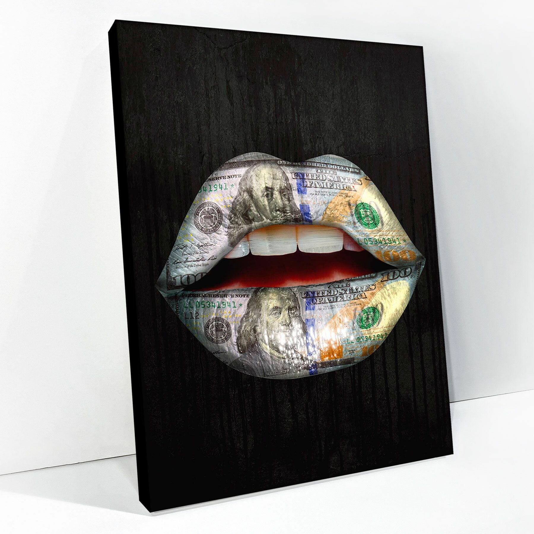 Картина Губы доллары на холсте 30х40см