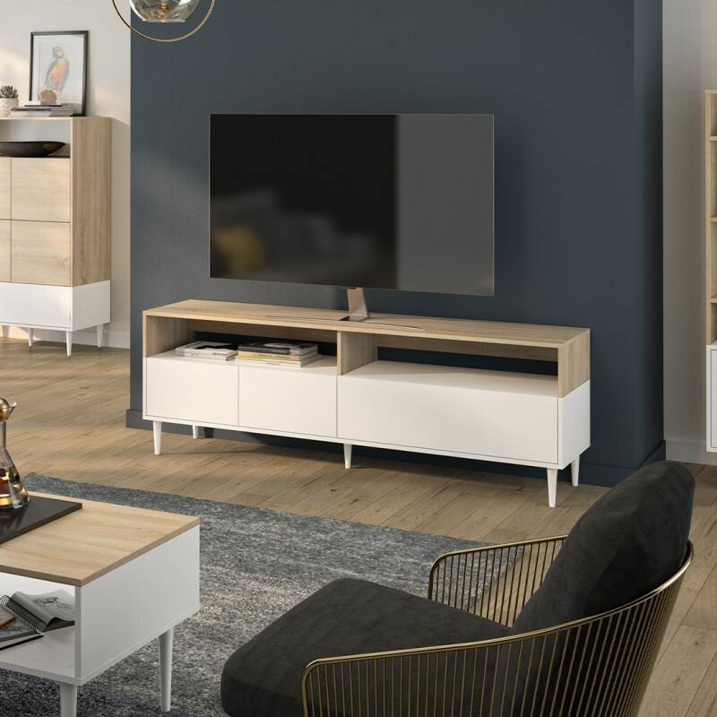 Тумба под МебельЛэнд24 ТВ Ниш Белый 180x40x60