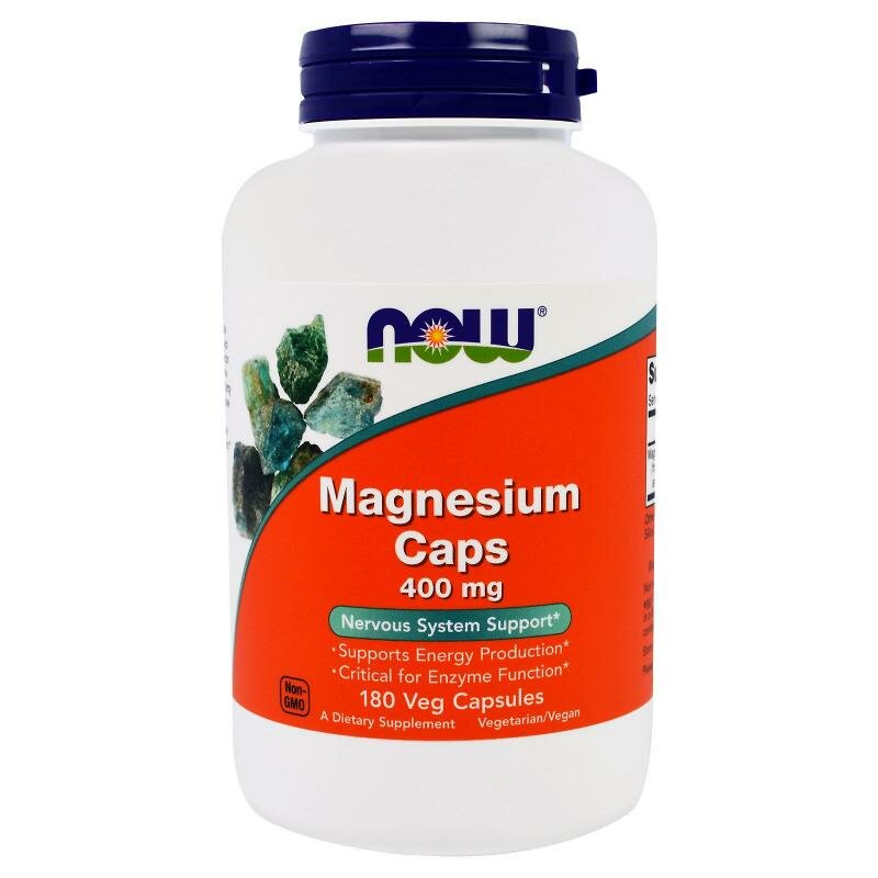 NOW Foods, Magnesium Caps, 400 mg, магний в капсулах, 400 мг, 180 растительных капсул