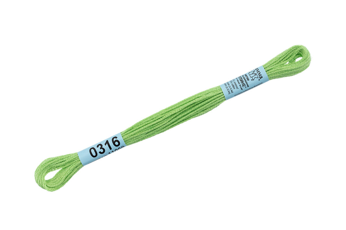 Мулине GAMMA нитки для вышивания 8м. 0316 салатовый, 1 штука.