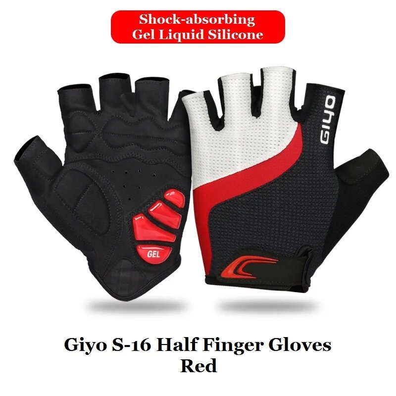 Giyo полупальцевые перчатки из лайкры синие Красный, XL, S-16 Red Gloves