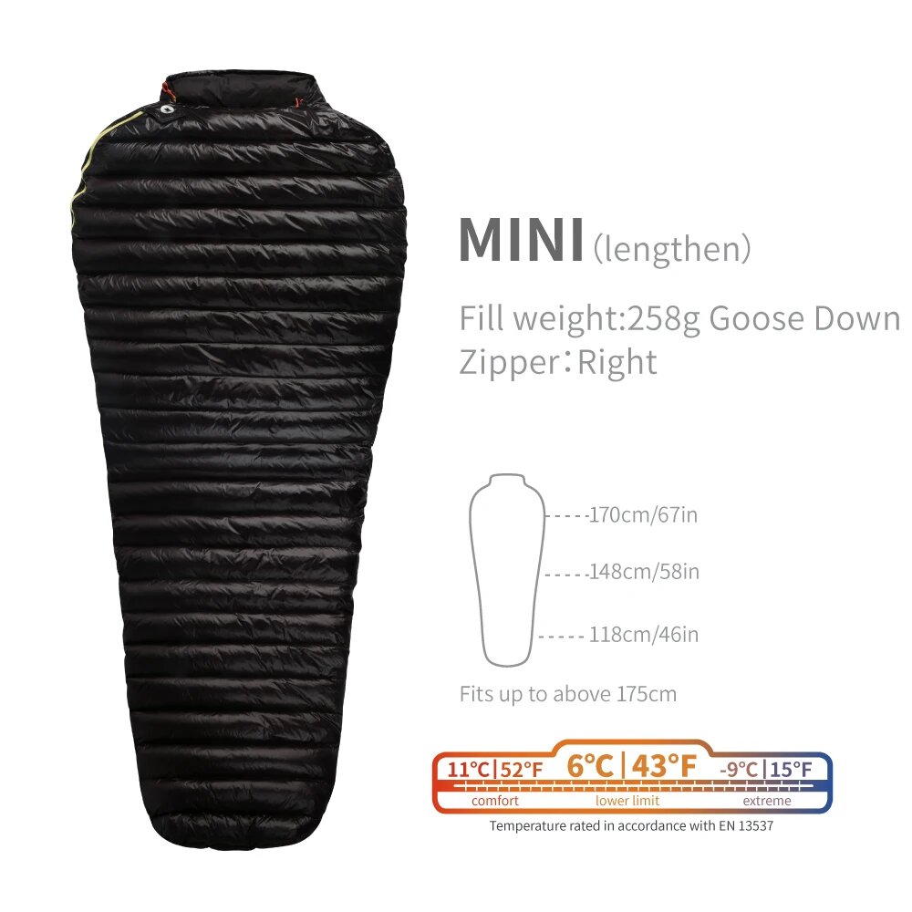 AEGISMAX спальный мешок из гусиного пуха, черный, MINI Lengthen