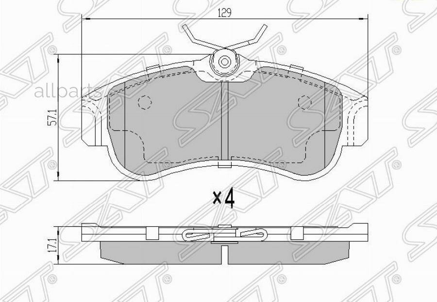 SAT ST-41060-4M525 Колодки тормозные (Спереди) Nissan Almera 95-06 / Primera 90-96