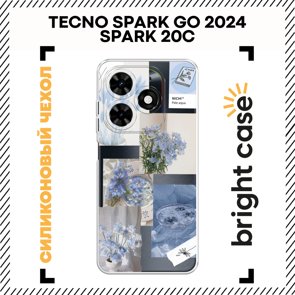 Чехол на Tecno Spark Go 2024/Spark 20C / Текно Спарк Го 2024/Спарк 20C с принтом Сиреневый коллаж, прозрачный