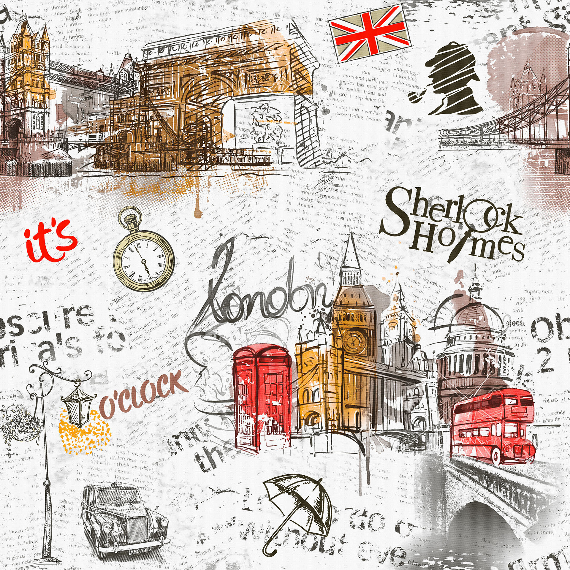 Обои бумажные, полуметровые, 0,53*10м, Лондон 2