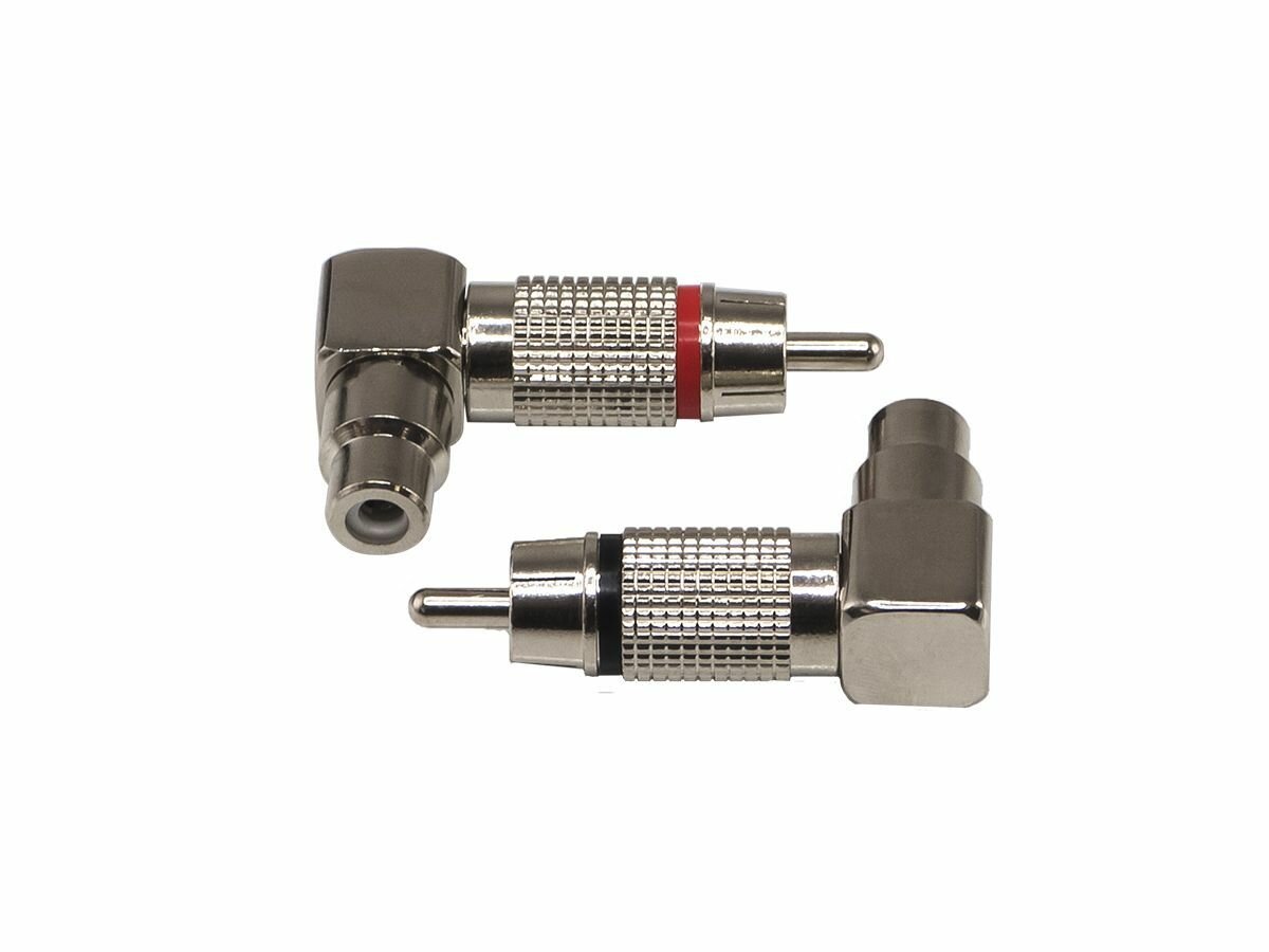 RCA коннектор переходник угловой длинный, 6 мм вход, 2 шт, AurA RCA-P621