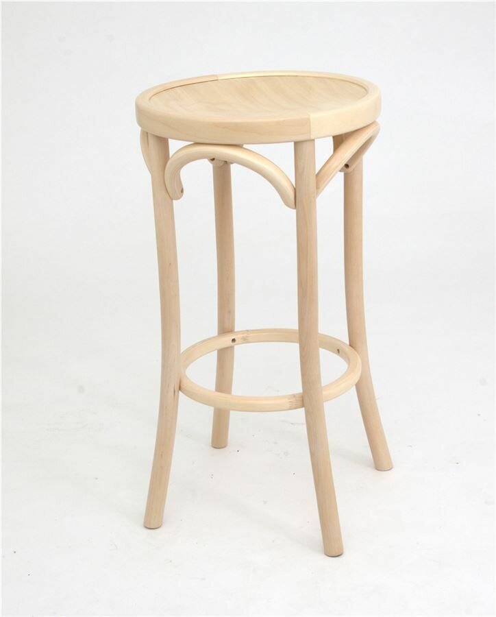 Табурет деревянный полубарный 650 Венский беленый дуб с твердым сиденьем