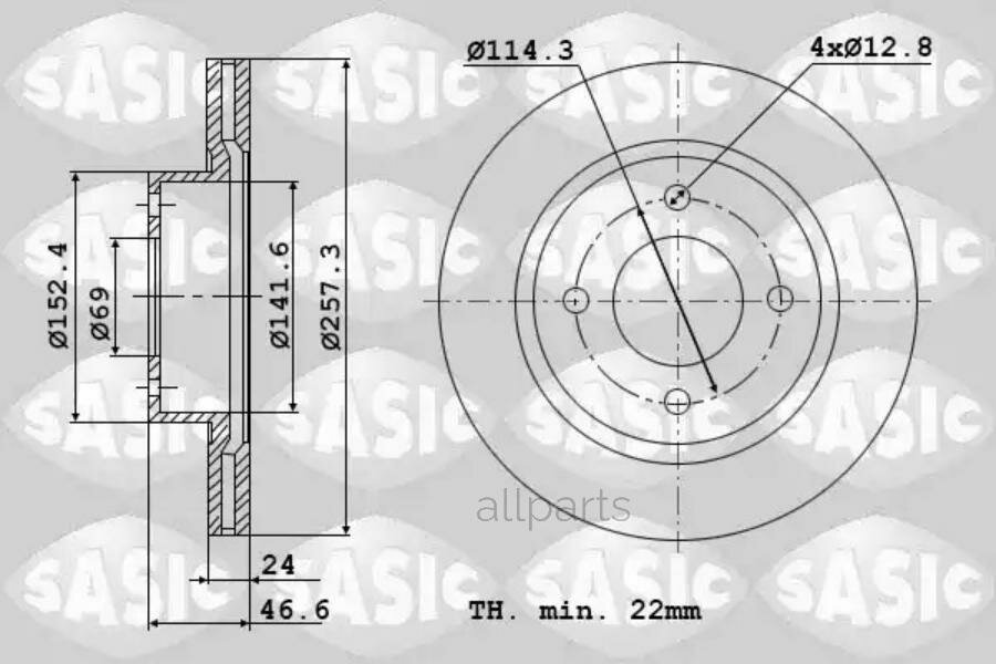 SASIC 6106158 Диск тормозной