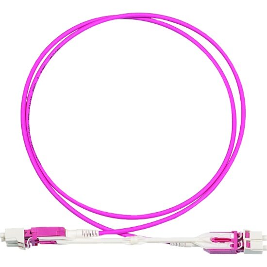 Патч-корд оптический Toplan , дуплексный, LC-LC, для панелей высокой плотности, OM4, LSZH, 5.0 м, розовый