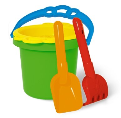 Песочный Набор №152 (ведро 0,8л, сито, совок, грабли, цвет в ассорт, в сетке) 01852, (Стеллар)