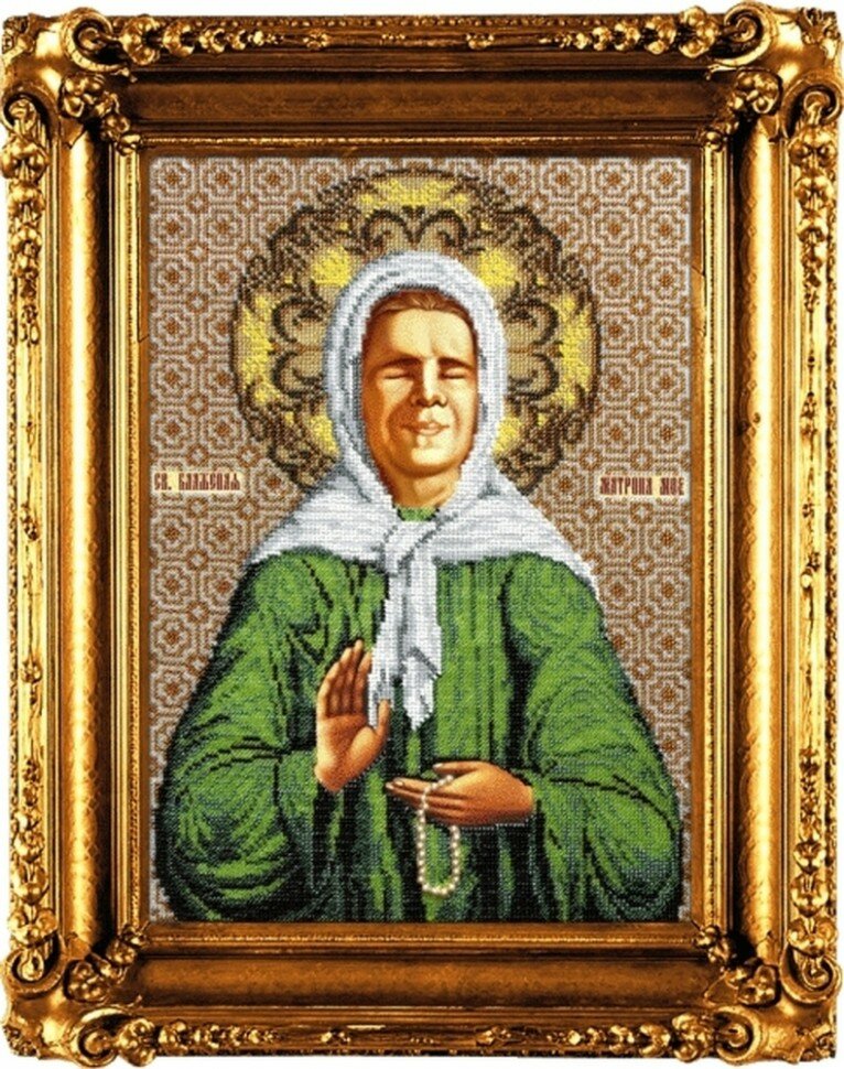 Набор для вышивания Вышиваем бисером #S-9 Святая Матрона (подарочный), Вышивка бисером, 26 x 38 см