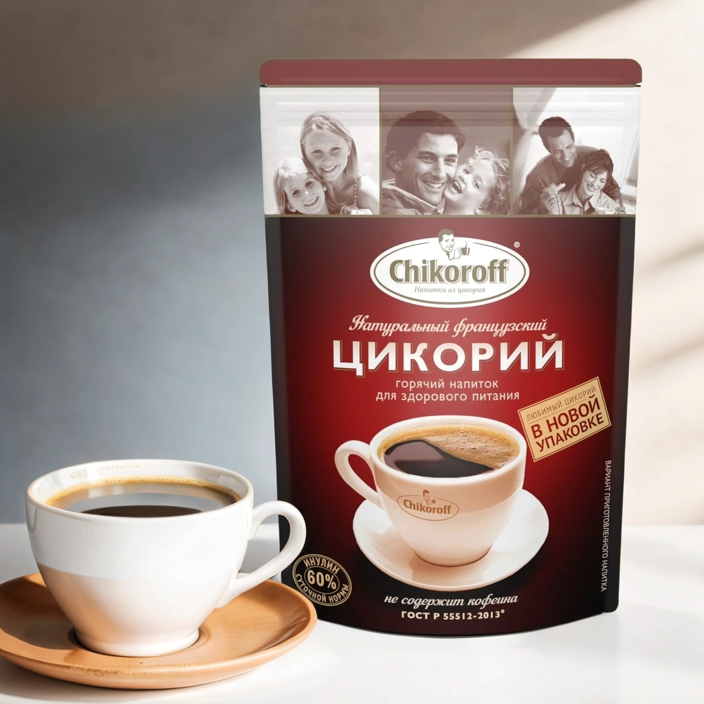 Цикорий натуральный растворимый Chikoroff дой-пак, 100г/ Чикорофф Цикорий Горячий напиток без кофеина