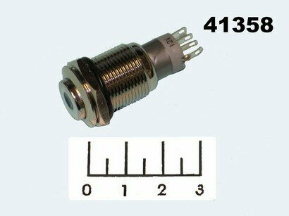 Кнопка IPBS-R/R с фиксацией антивандальная синяя металл 12V (16мм) (точка) 5 контактов
