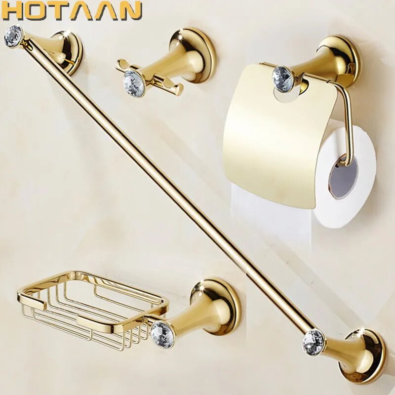 Набор аксессуаров для ванной HOTAAN, золото, 4 шт.