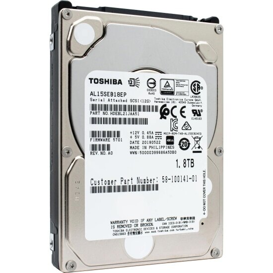 Жесткий диск Toshiba 2.5" SAS 1.8TB 4,096 sector 10500 RPM 128Mb AL15SEB18EP