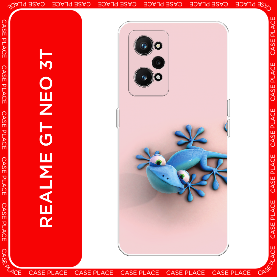 Чехол на Realme GT Neo 3T / Реалми GT Нео 3T с принтом Голубая ящерка