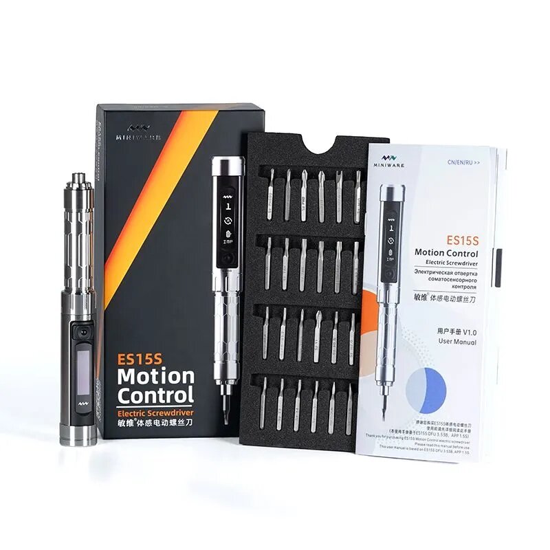 MINIWARE аккумуляторная электро отвертка ES15S Интеллектуальная, 24 предмета