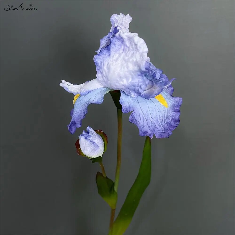 SunMade Ирис с листьями шелковые искусственные цветы Синий, Blue
