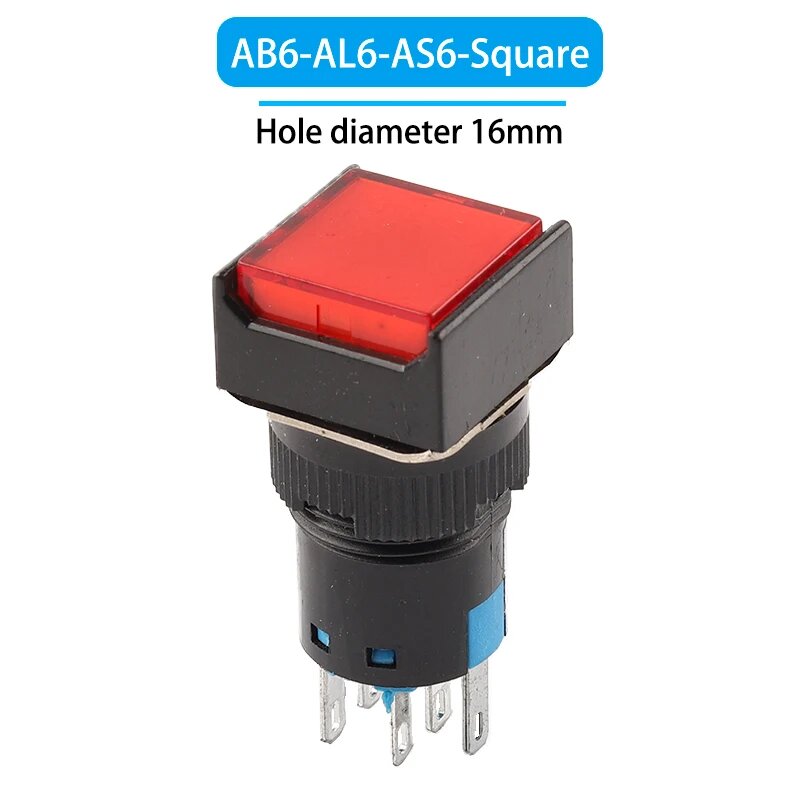 Кнопочный переключатель 16 мм, Square Red, Self-Reset