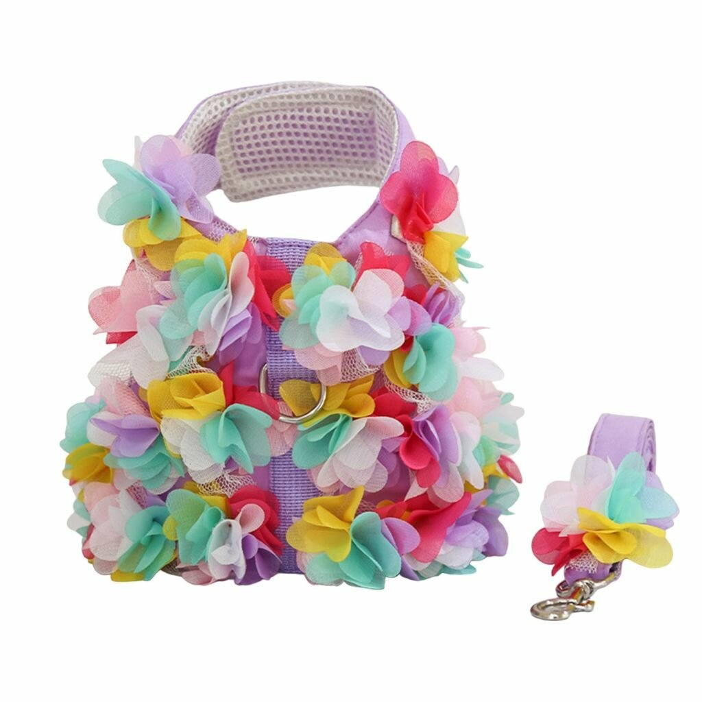 Домашний трехмерный цветочный нагрудный ремень traction-S-three-dimensional flower purple traction