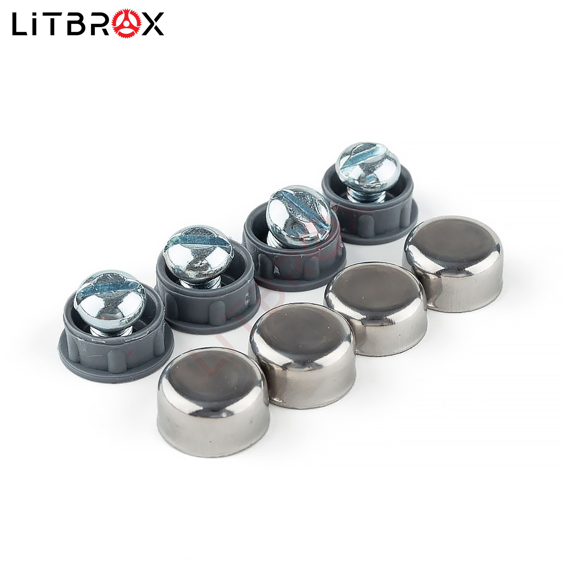 Крепеж номерного знака (винт) с заглушкой колпачком хром (к-т 4 шт.)