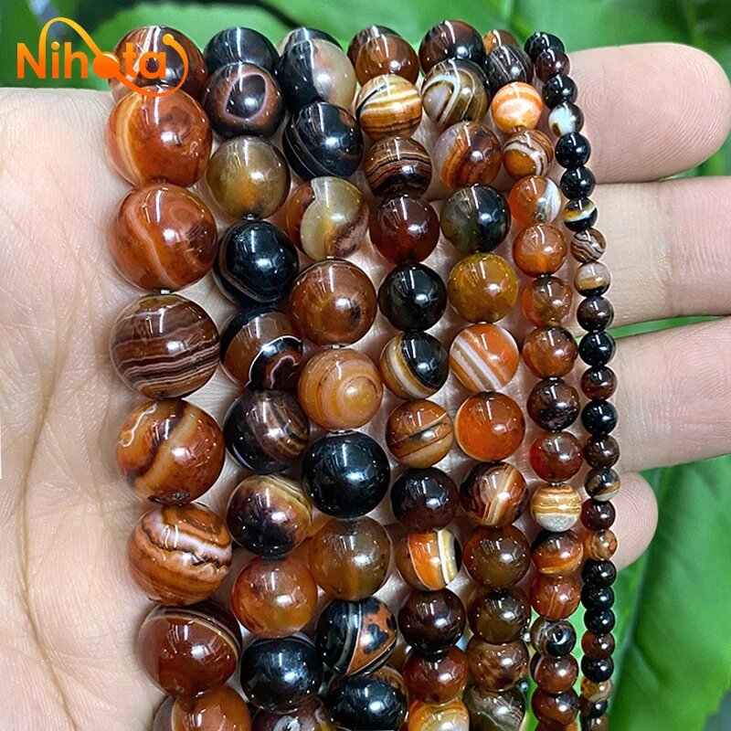 Бусины из агата Nihota, круглые, оранжевые, красные, синие, 10mm-about 36pcs, Dream Stripe Agate